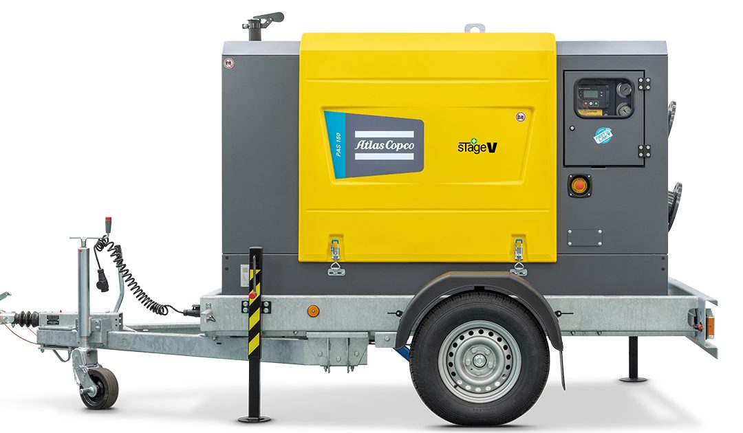 Atlas Copco PAS 150 HardHat avvattningspump på EU-certifierat släp